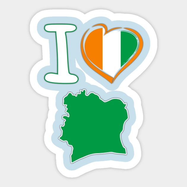 I Love Ivory Coast Ivorian Flag In The Shape Of A Heart Country Map
